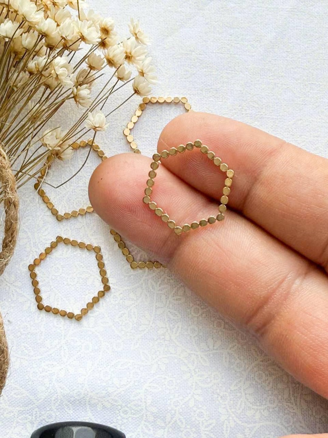 6 Pieces Gold Plated Stainless Steel Hexagon Bezels for Earrings, Steel ...