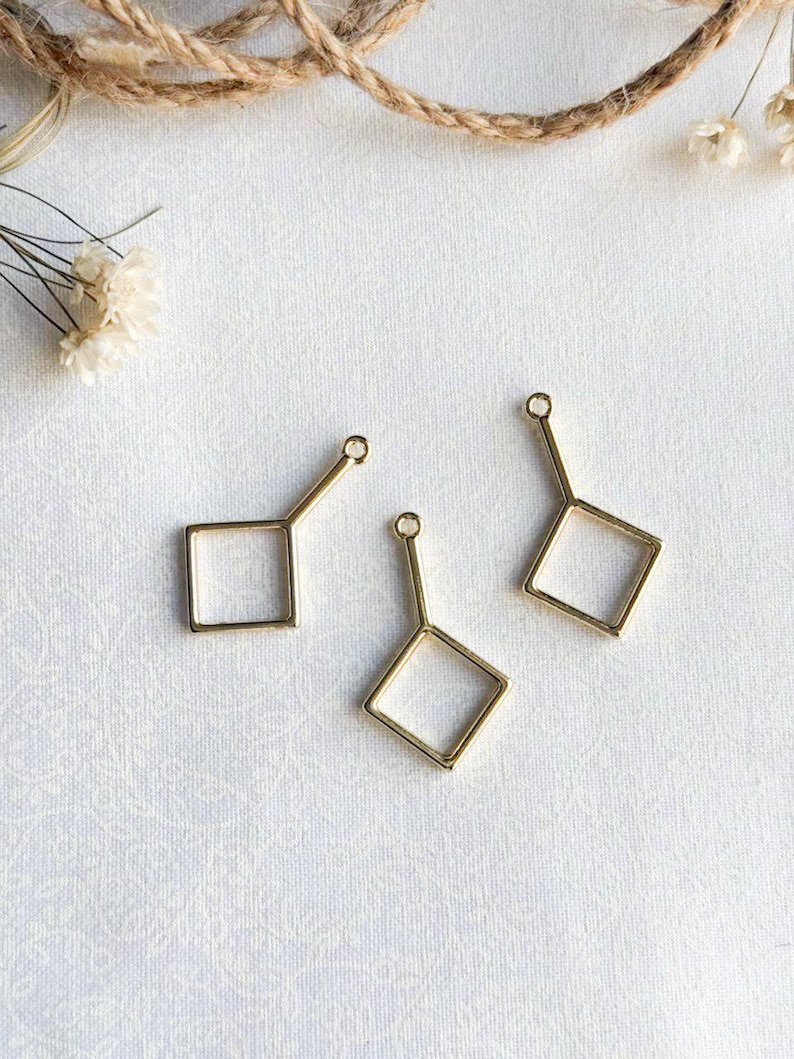 Light Gold Square Earring Bezels: Open Back Charms (29x17 Mm) - Etsy