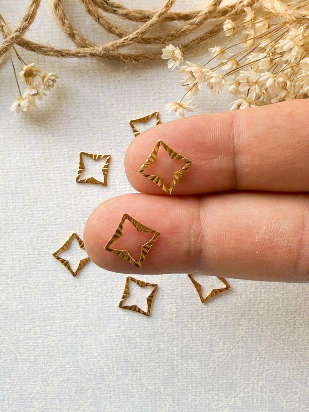 304 Stainless Steel Linking Rings, Square, Golden Linking Charms ...