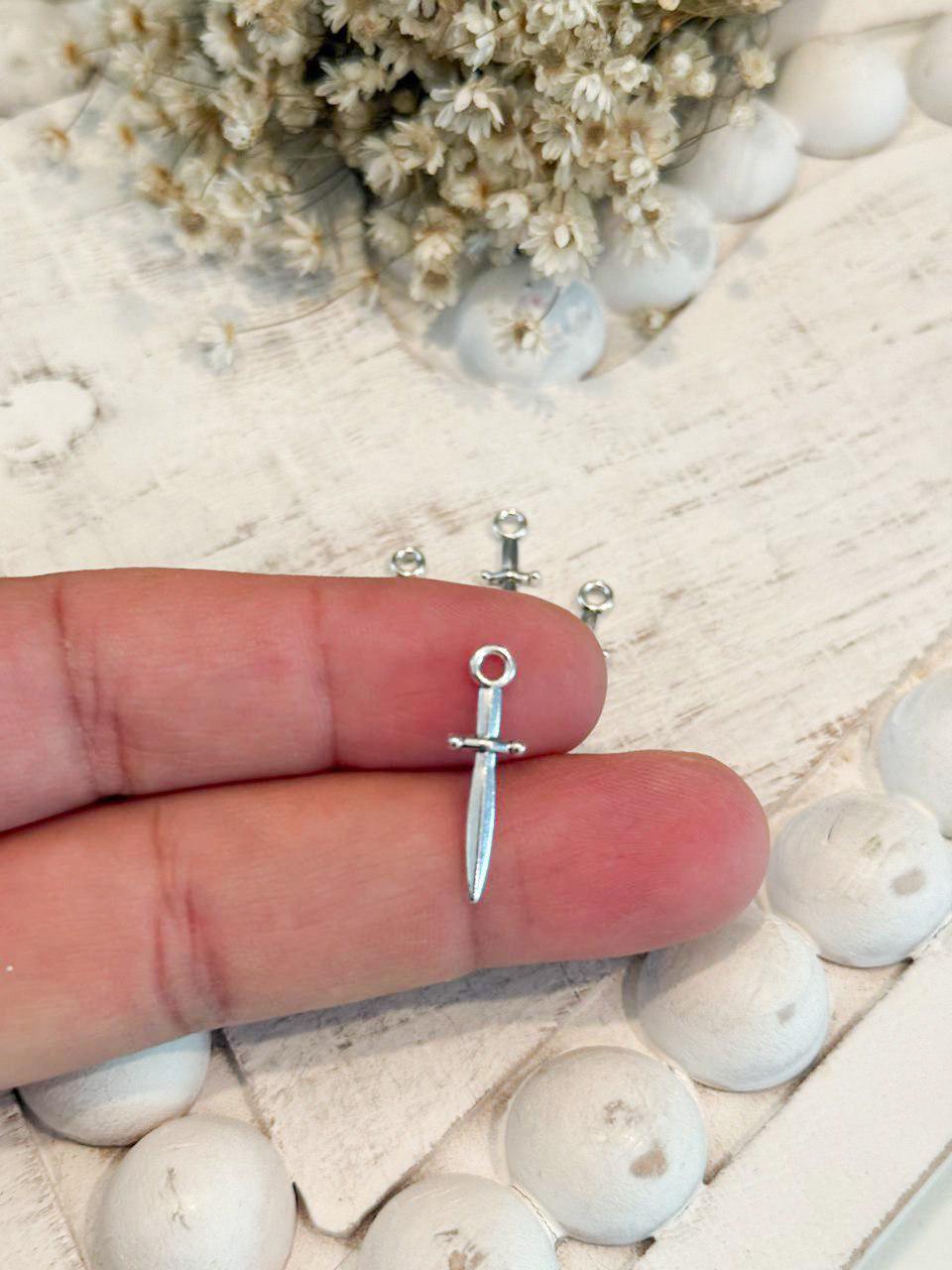 Small Silver Dagger Sword Charms, Sword Charms for DIY Earrings ...