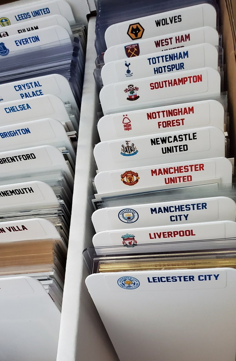 24 TALL Sports Card Dividers With 20 FREE Premier League Teams Labels ...