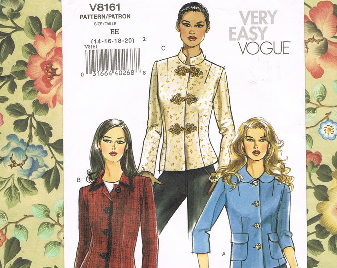 EASY VOGUE! UNCUT Jacketsizes 14-20 Vogue V8161 Very Easy Vogue Pattern ...