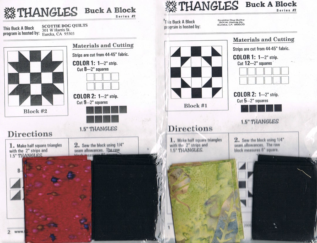 KITS! Thangles Buck a Block Series 2 Block of the Month Quilt Kit Block Quilt Kit Patchwork ...