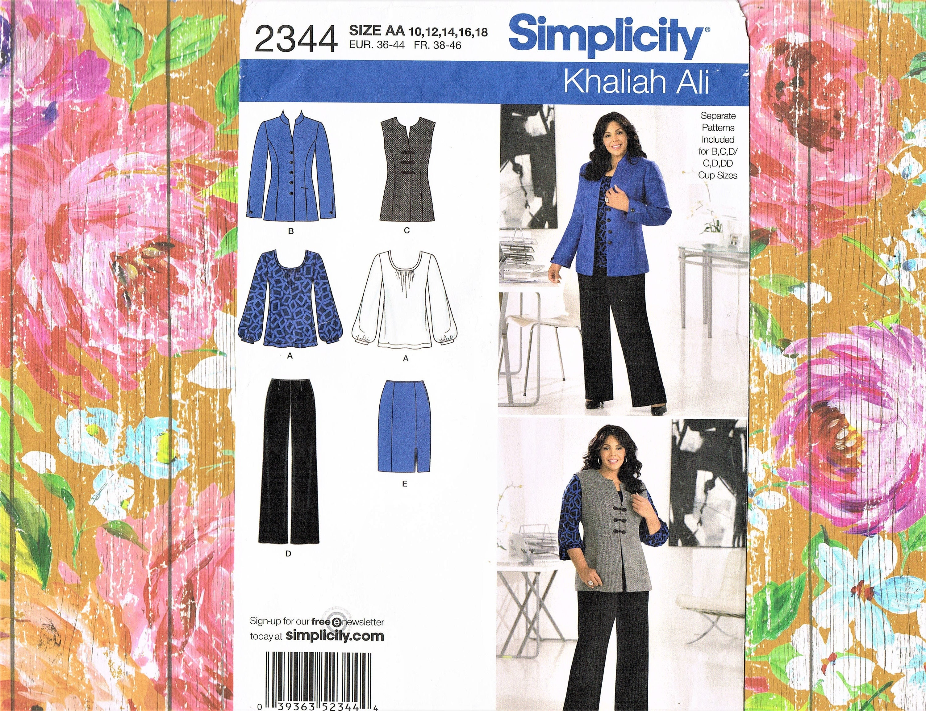 Khaliah Ali Uncut Size 10-18 Pants Simplicity 2344 Pattern Vest Pattern ...