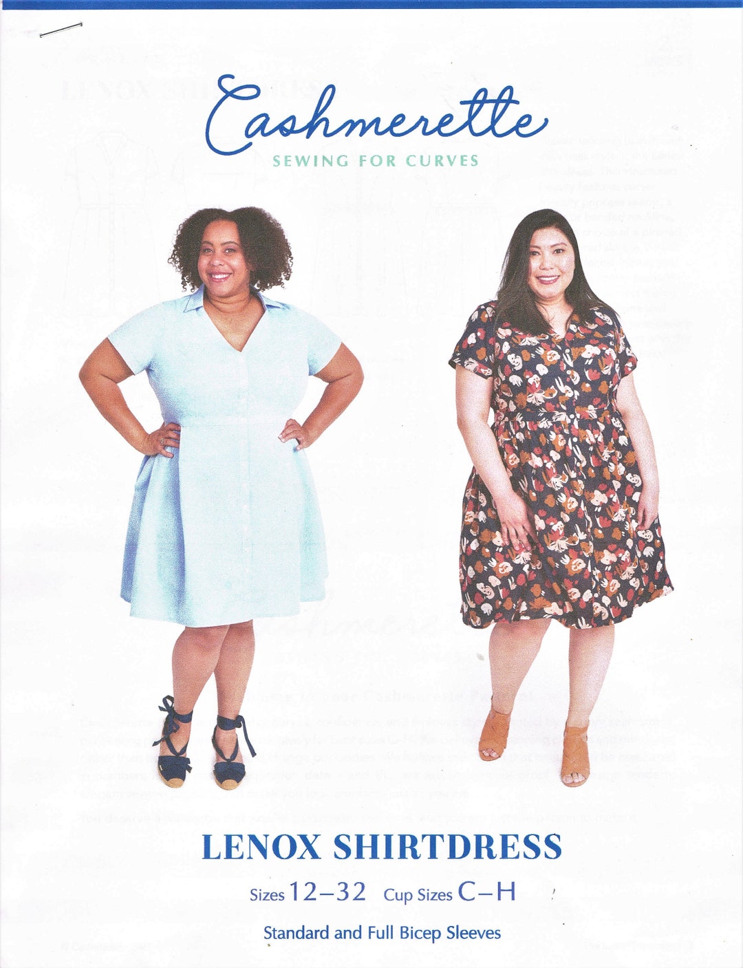 CASHMERETTE Uncut Sewing for Curves Dress Pattern! Lenox Dress Shirt ...