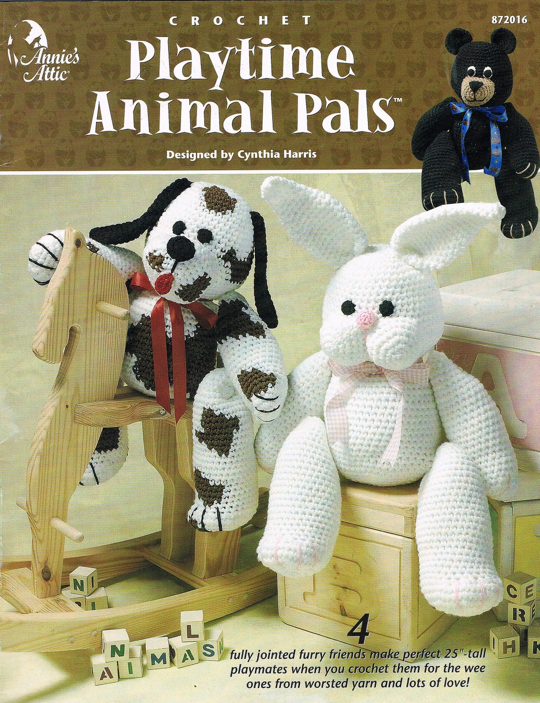 Cute Annie's Attic! 24" Crochet Jointed Bunny Dog Cat and Bear Crochet ...