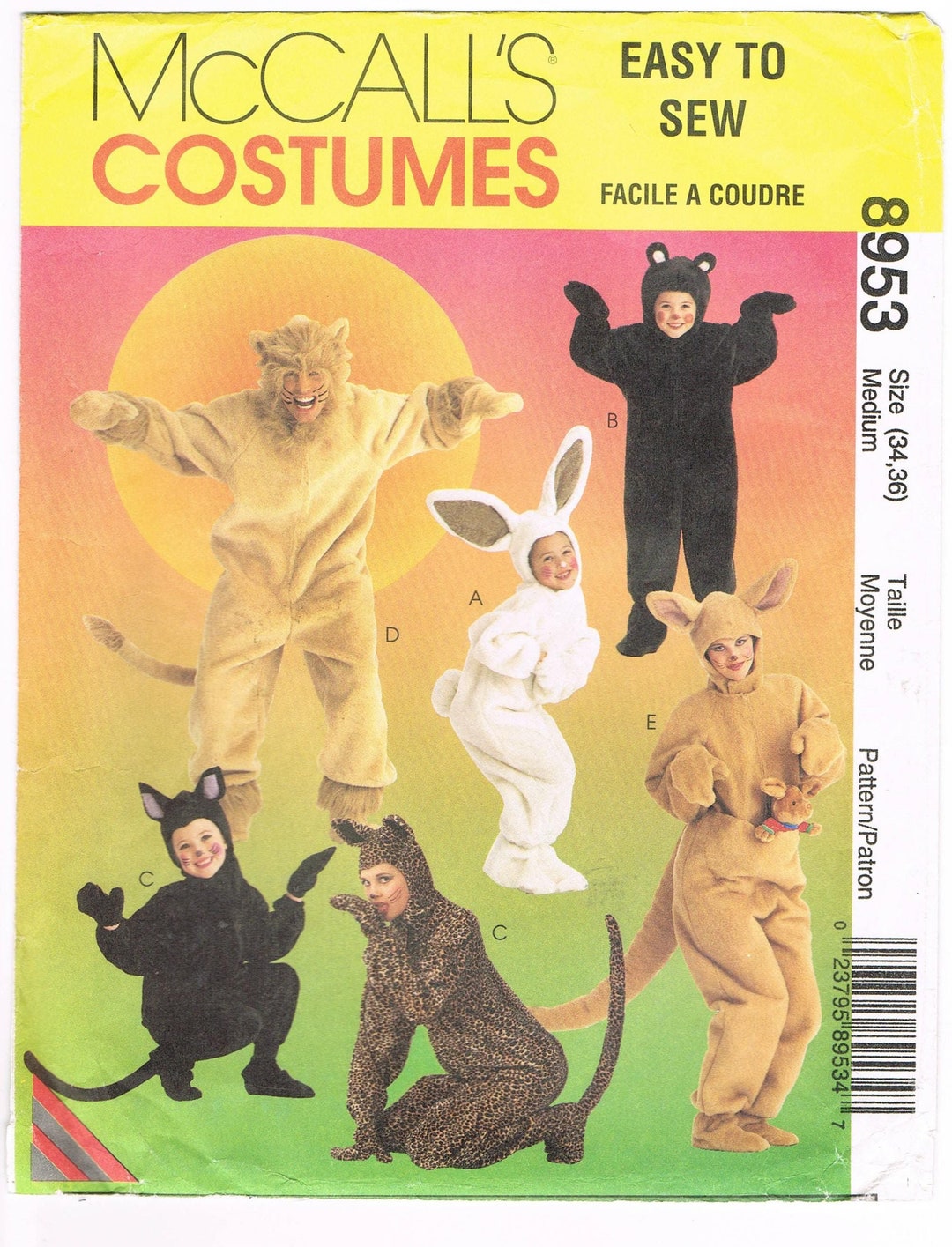 EASY Adult Animal Costume Pattern Mccall's 8953 Kangaroo Costume ...