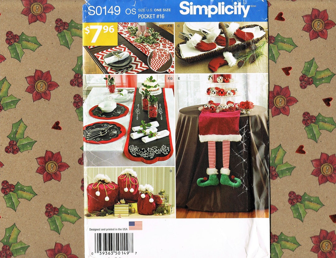Simplicity S0149 Holiday Pattern Holiday Table Runner Pattern Holiday ...