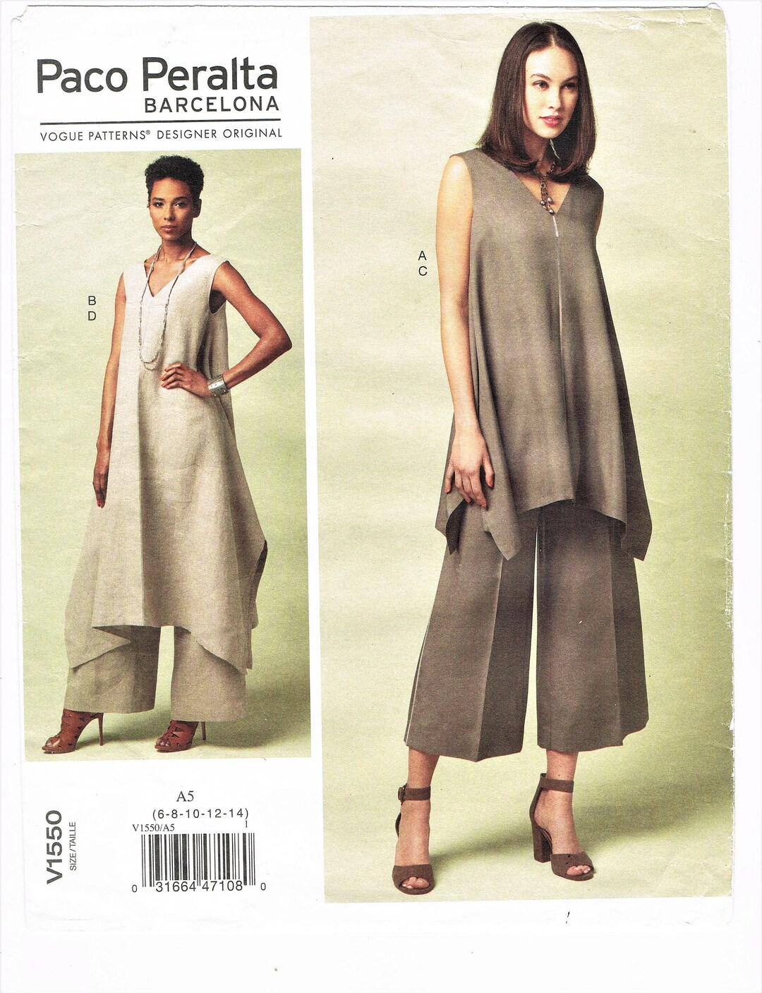 Paco Peralta Barcelona Vogue V1550 Pattern Designer Original Vogue 1550 Vogue Designer Pattern ...