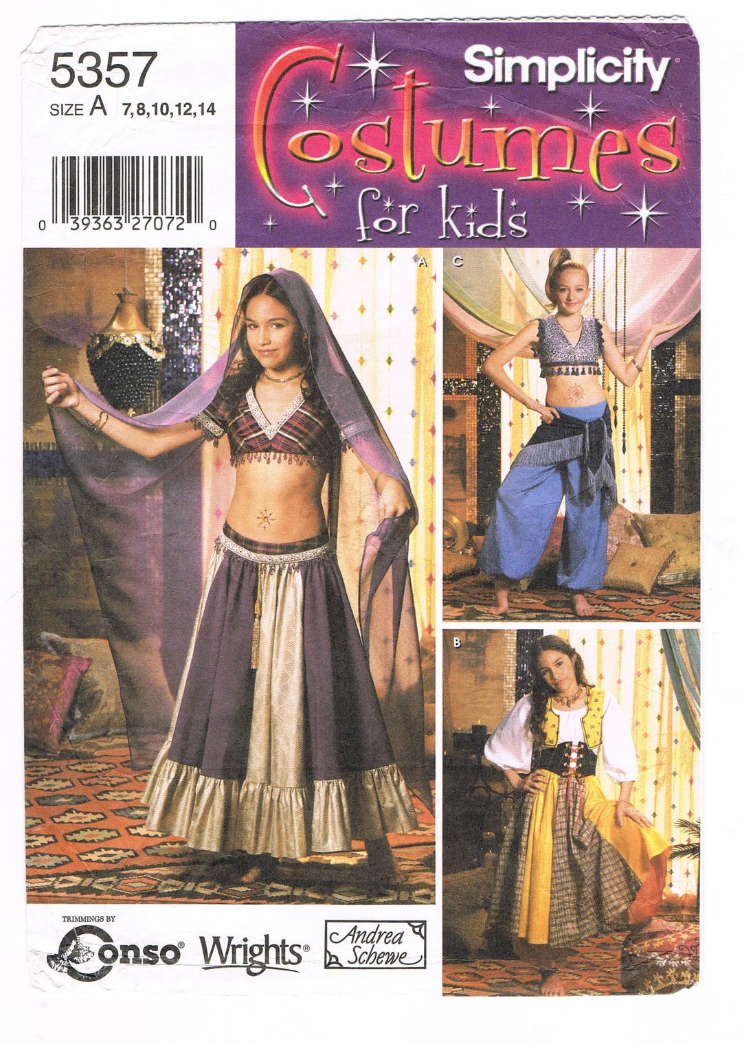 Andrea Schewe Sz 7-10 Girls Gypsy Genie Belly Dancer Indian Dance ...