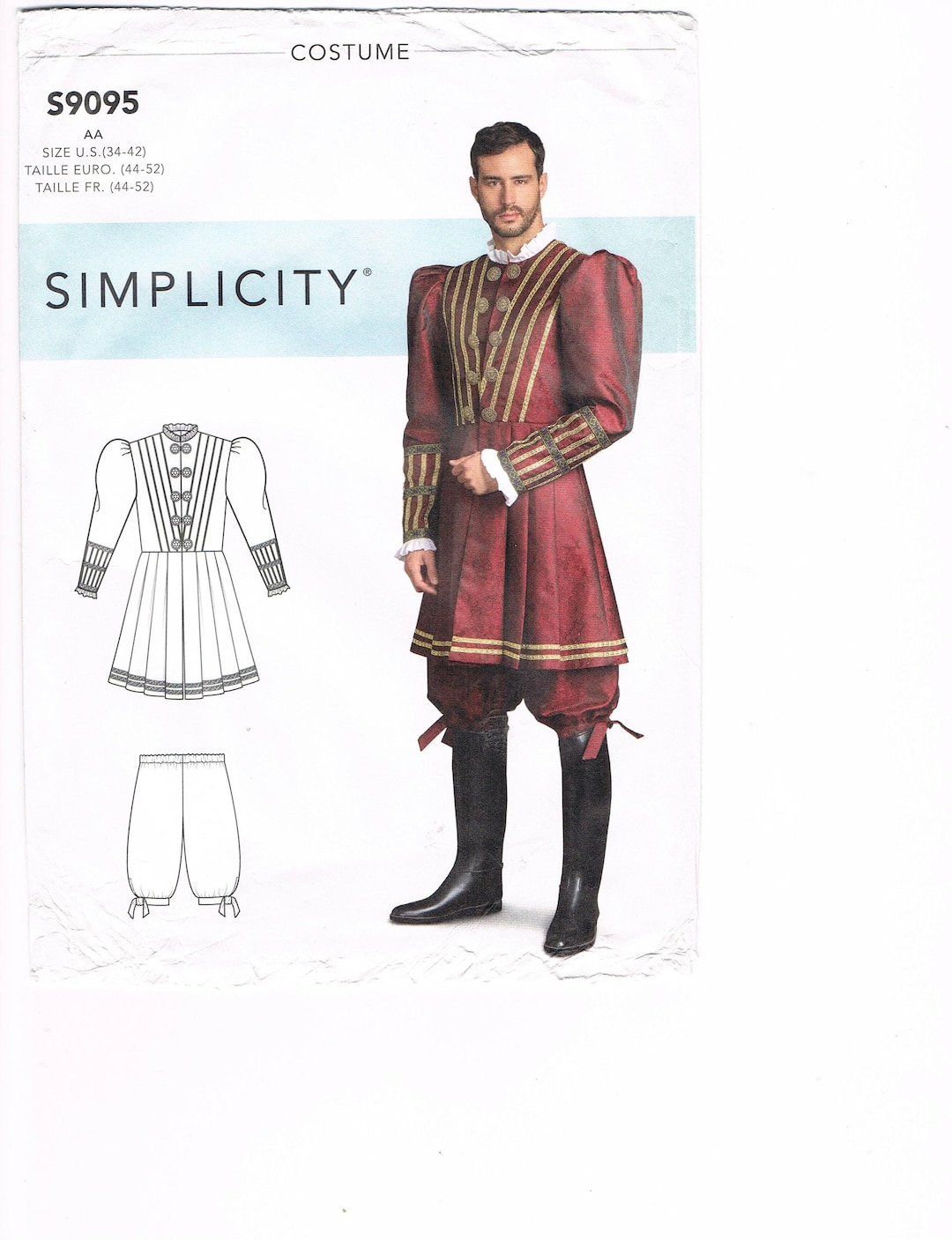 UNCUT Szs 34-52 Men's Costume Medieval S9095 Costume 17th Century ...