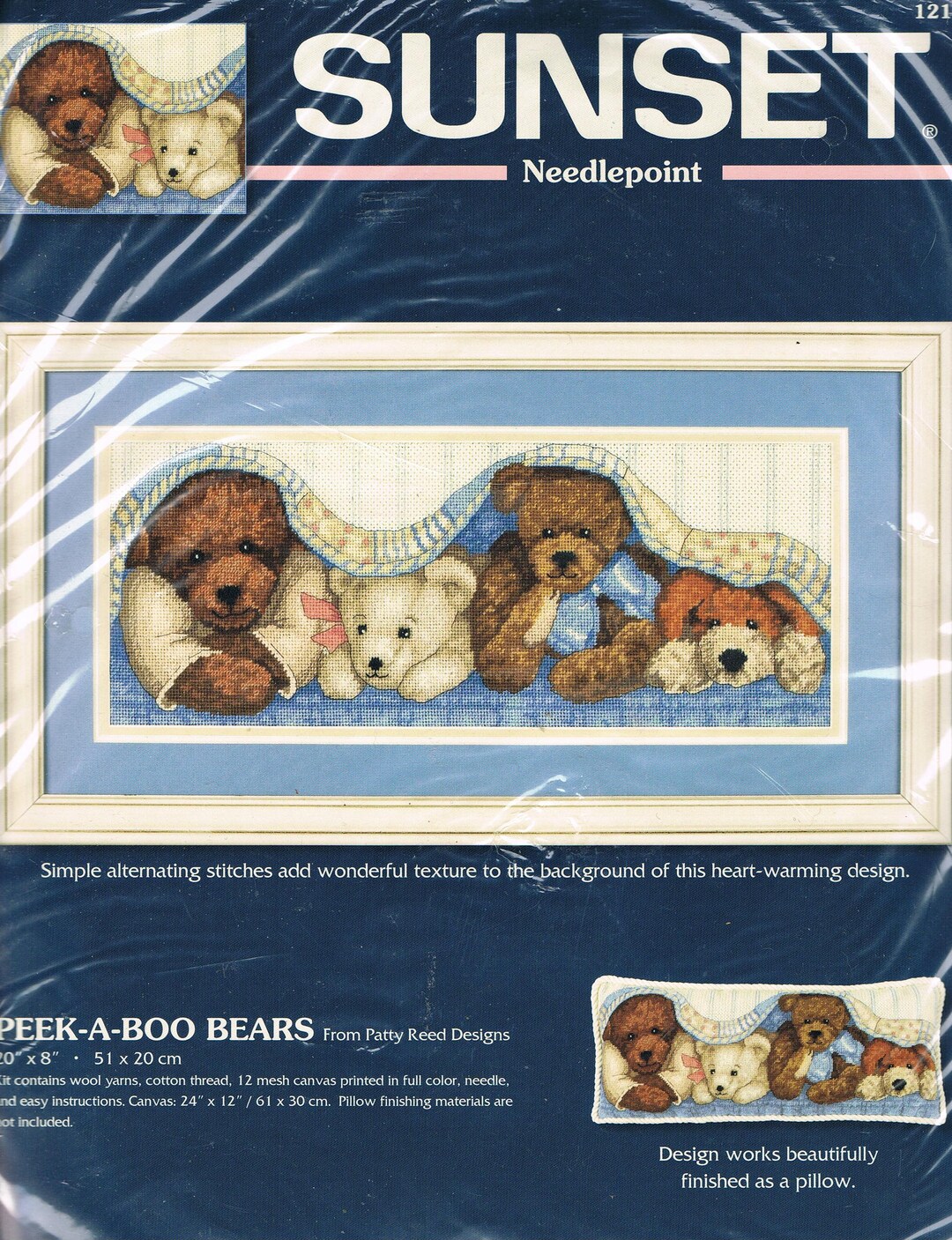 Unopened Patty Reed Designs Peek-a-boo Bears Dimensions Needlepoint Kit ...