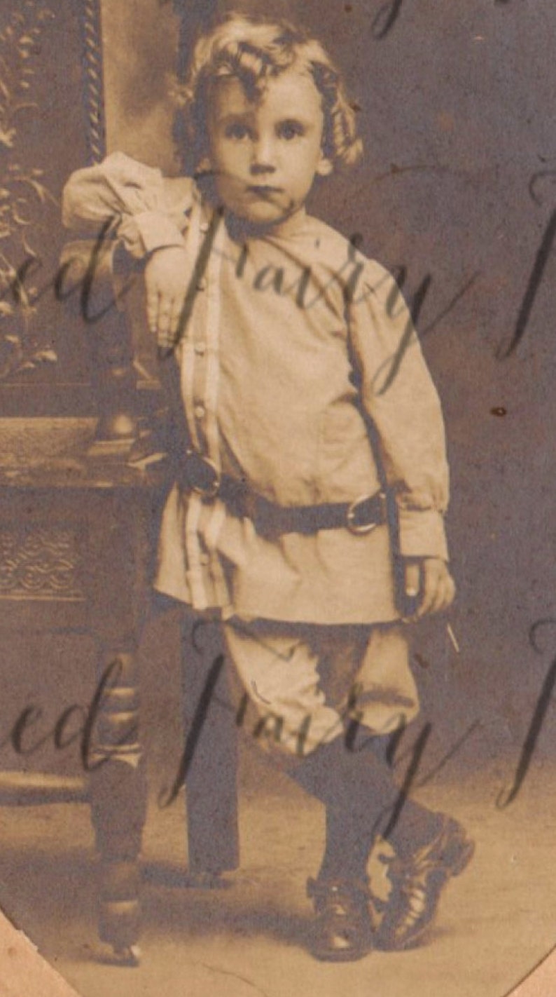 Antique Handsome Boy Photo With Wood Angel Carved Chair for Instant ...