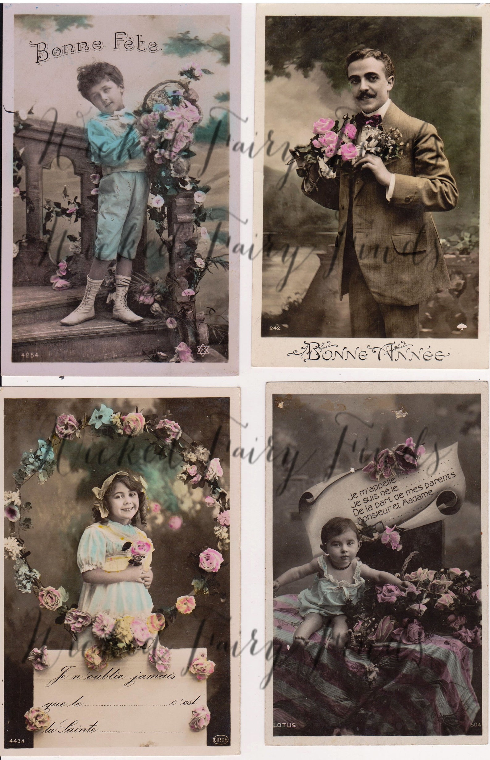 Vintage French Postcards, Instant Download Digital Photos, Colored ...