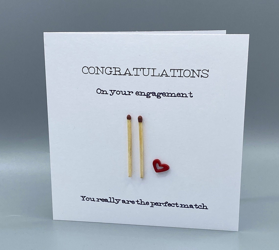 Perfect Match Matchstick Heart Engagement Card Congratulations | Etsy UK