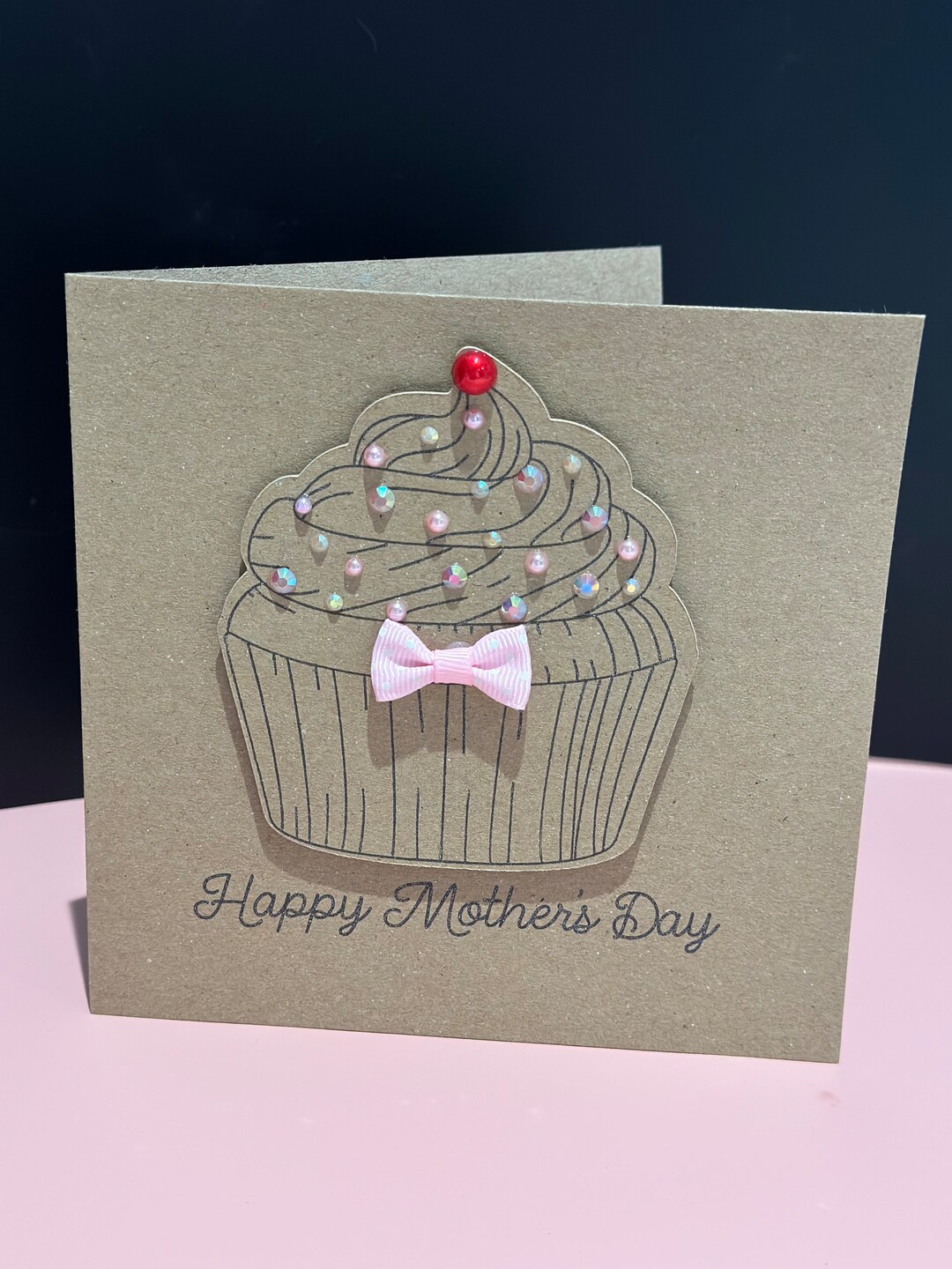 Cupcake Embellished Sparkle 3d Mothers Day Greeting Card Mum Stepmum ...