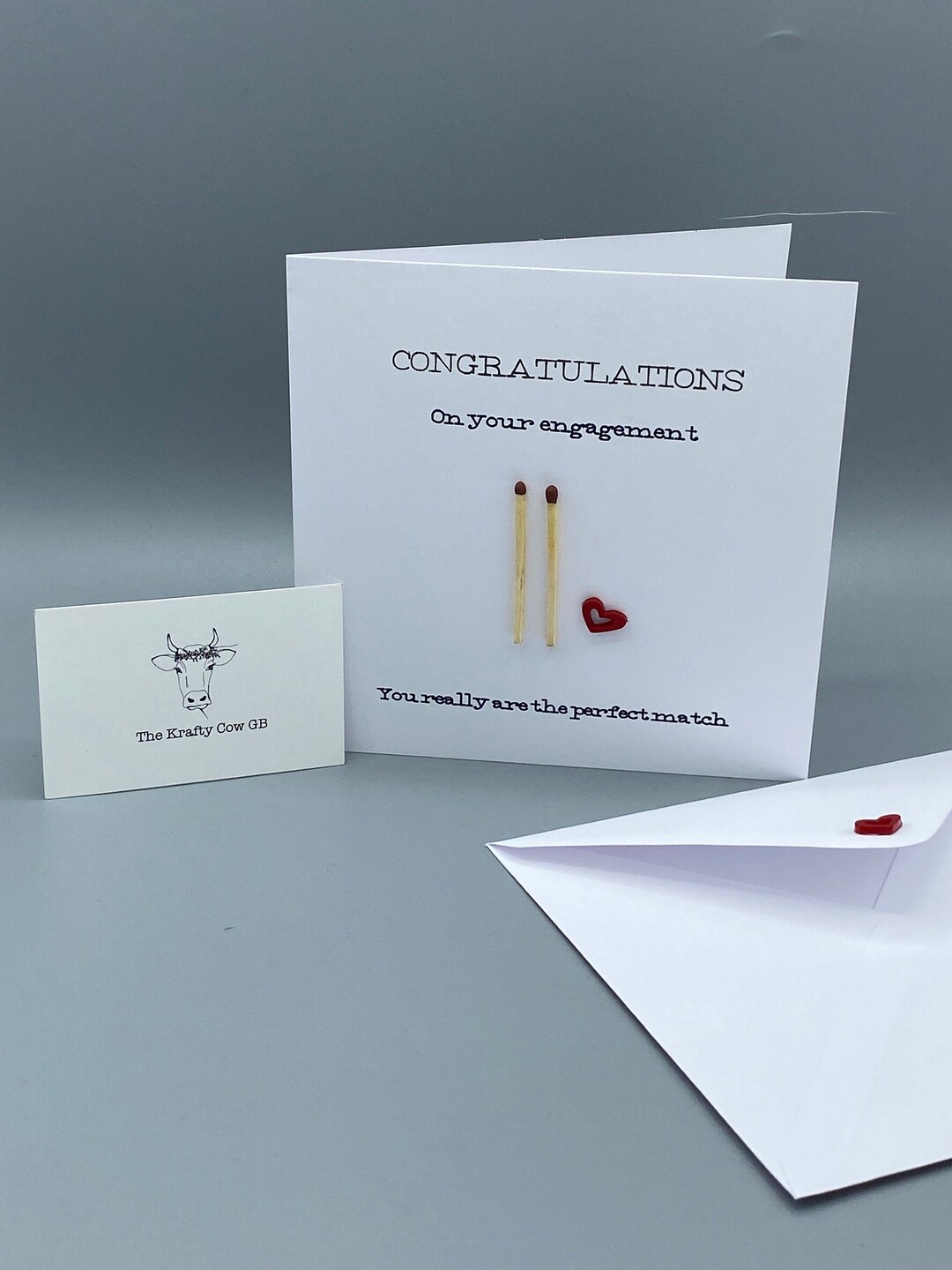 Perfect Match Matchstick Heart Engagement Card Congratulations Match ...