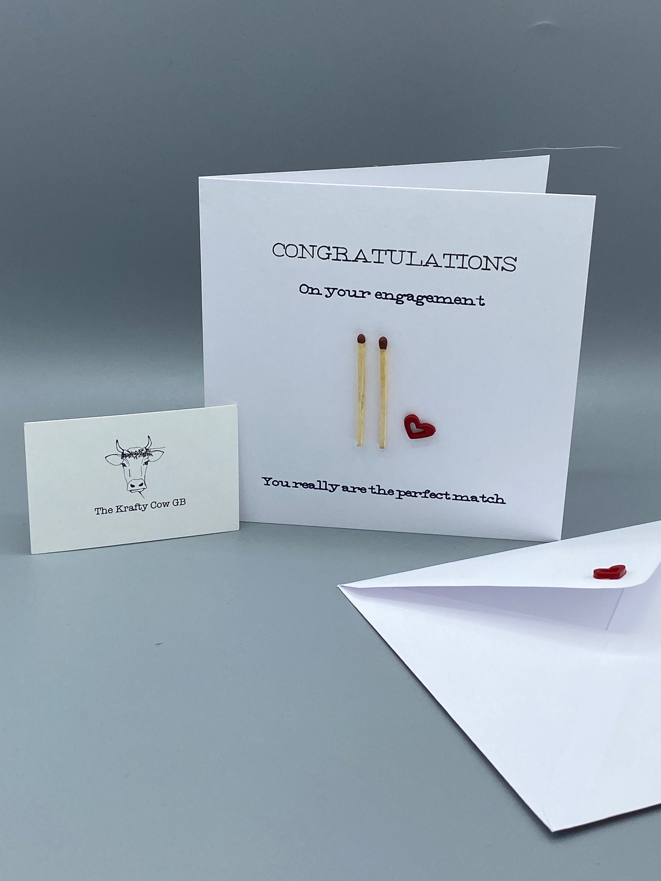 Perfect Match Matchstick Heart Engagement Card Congratulations | Etsy UK