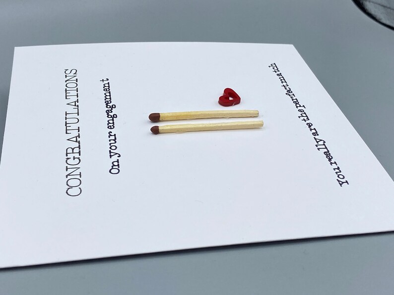 Perfect Match Matchstick Heart Engagement Card Congratulations | Etsy UK
