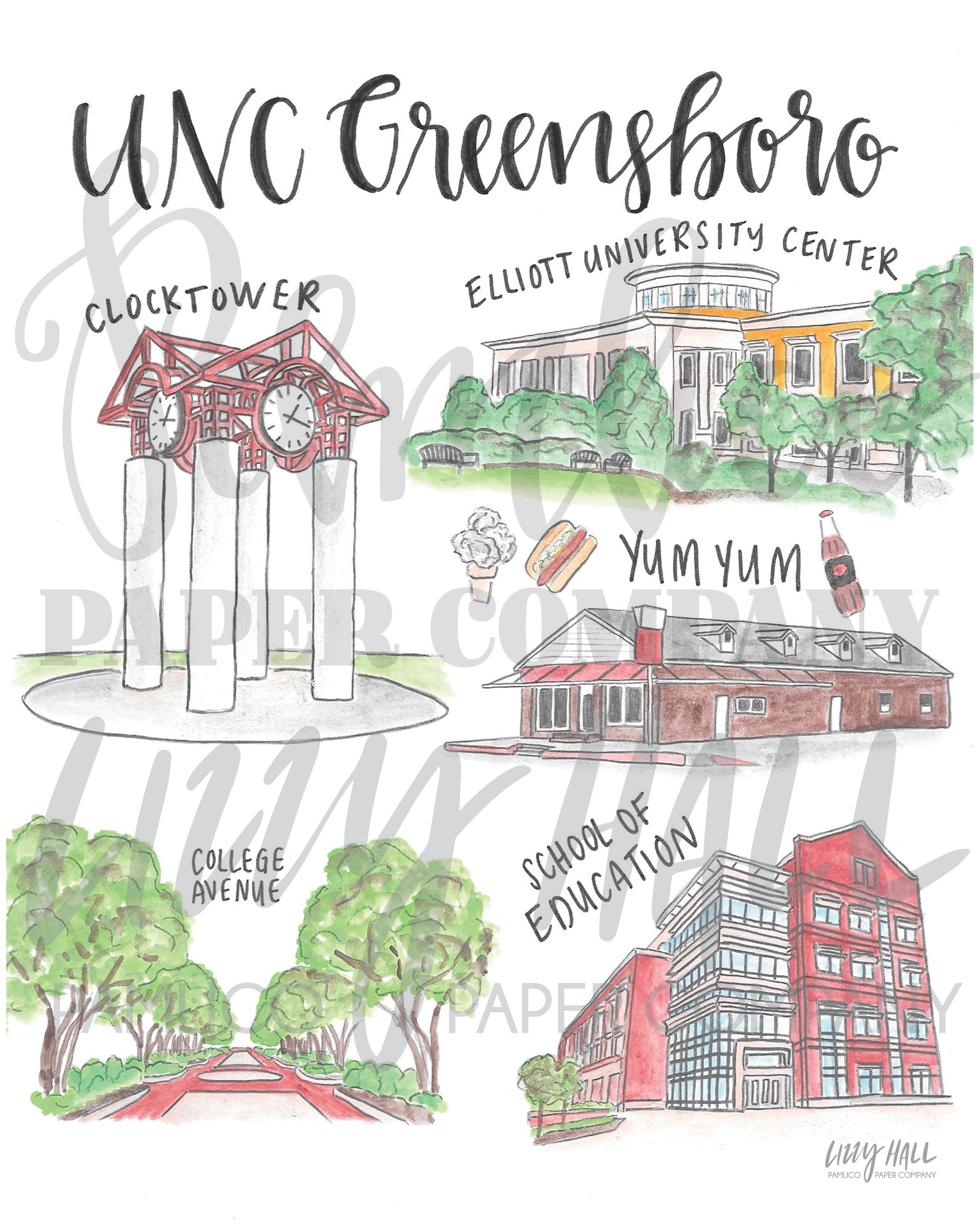 UNC Greensboro Watercolor Print 2 Options UNCG Spartans - Etsy