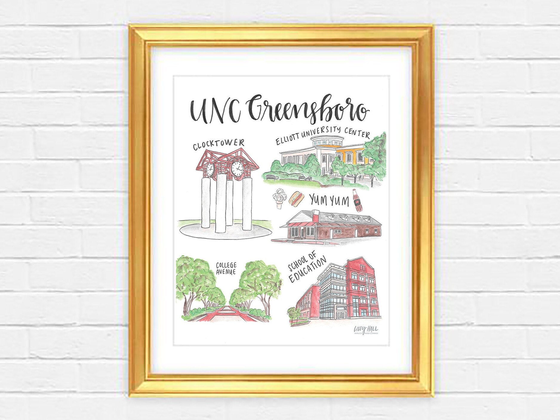 UNC Greensboro Watercolor Print 2 Options UNCG Spartans - Etsy