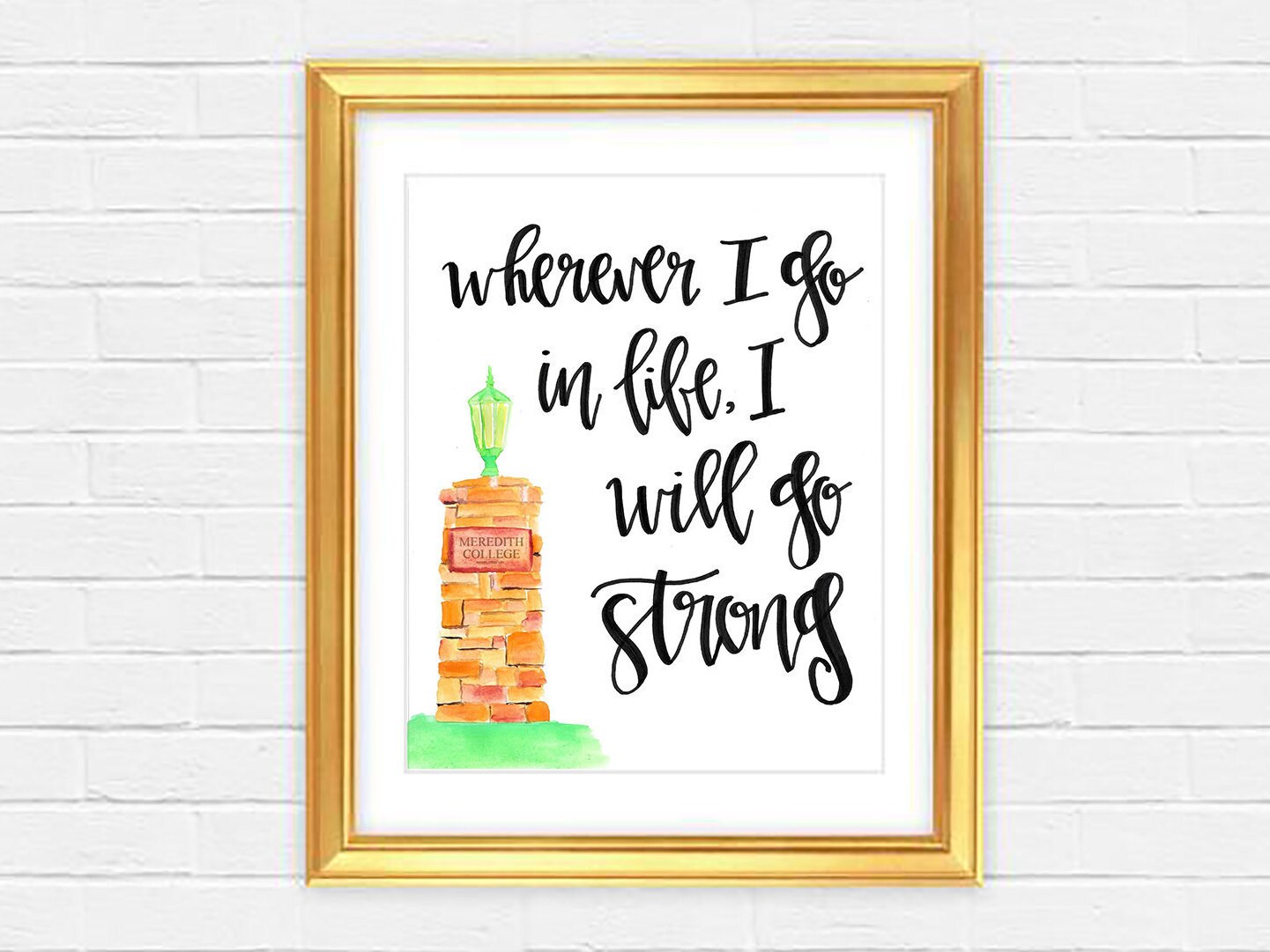 Meredith College Lamp Post Watercolor With Quote | Etsy