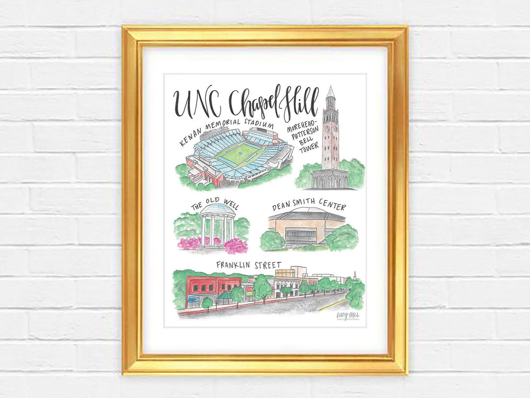 UNC Chapel Hill Watercolor Print — University of North Carolina Tar ...