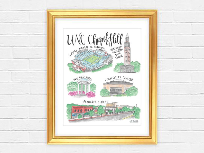 UNC Chapel Hill Watercolor Print University of North - Etsy