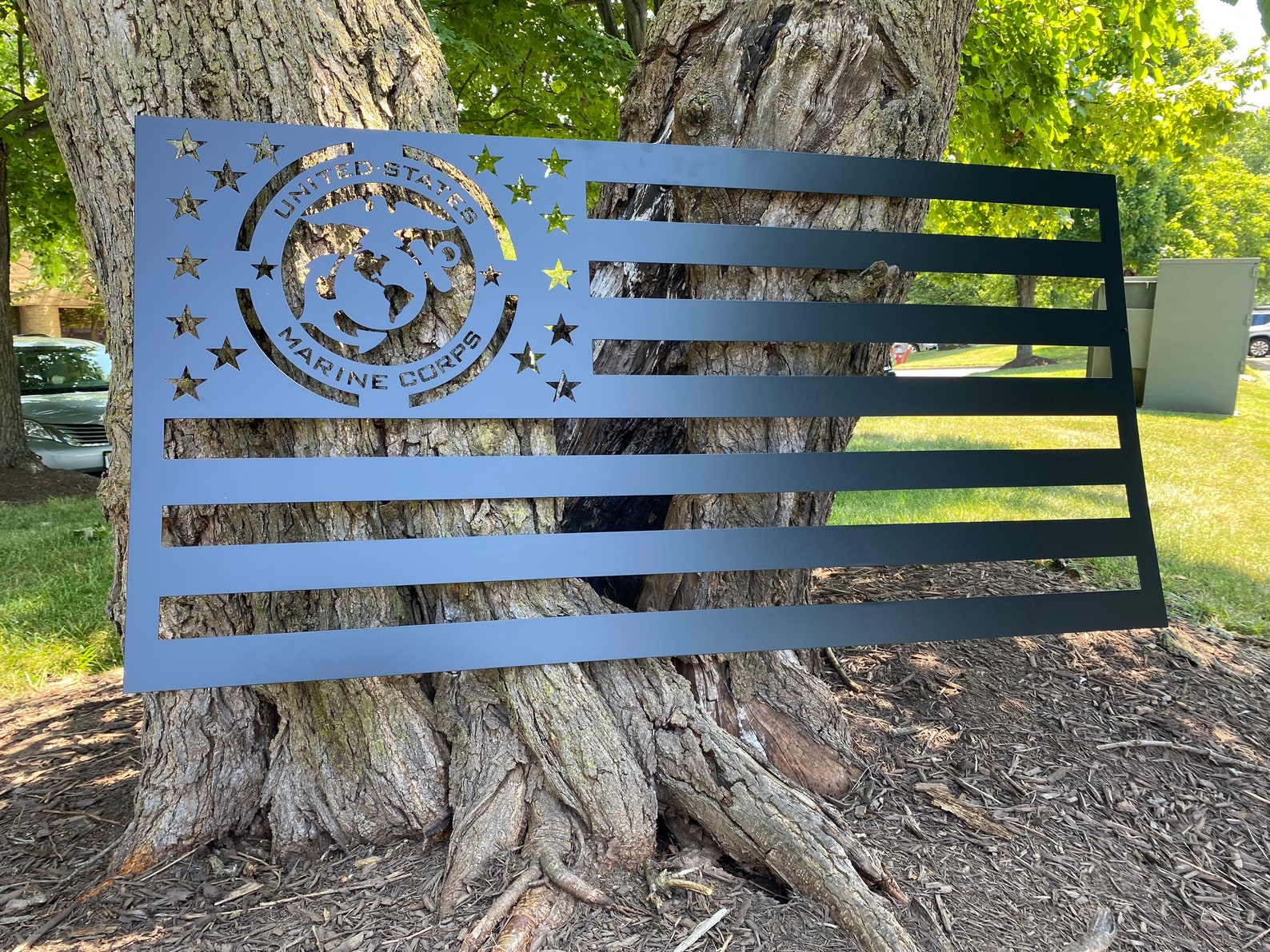 USMC American Flag Marine Corps Flag Metal Wall Art - Etsy