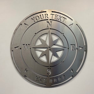 Personalized Metal Compass Wall Art: Custom Family Sign - Etsy