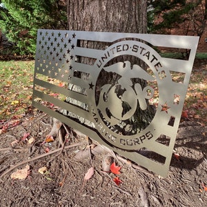 USMC American Flag Metal Wall Art: Patriotic Indoor/outdoor Sign - Etsy