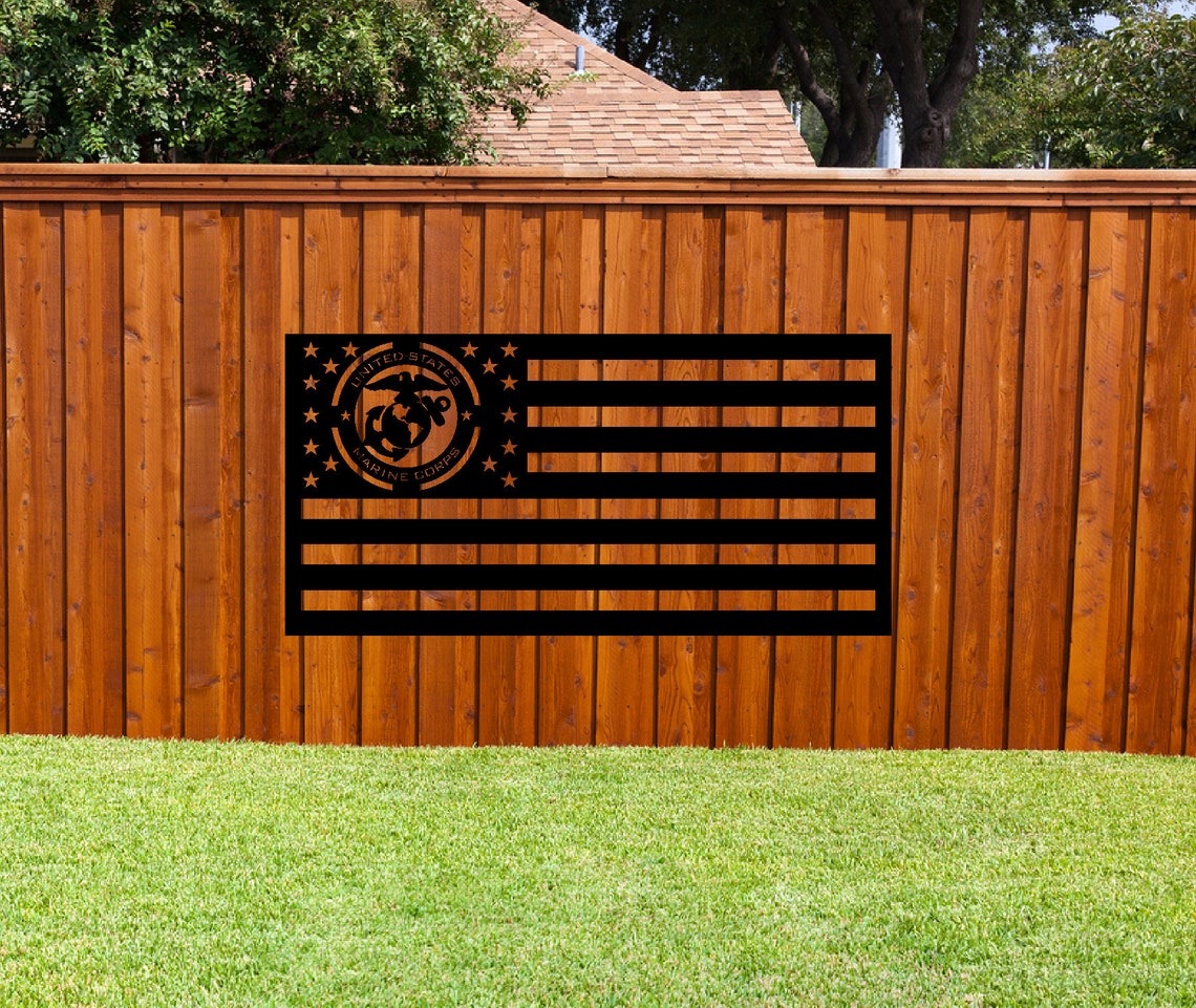 USMC American Flag Marine Corps Flag Metal Wall Art - Etsy