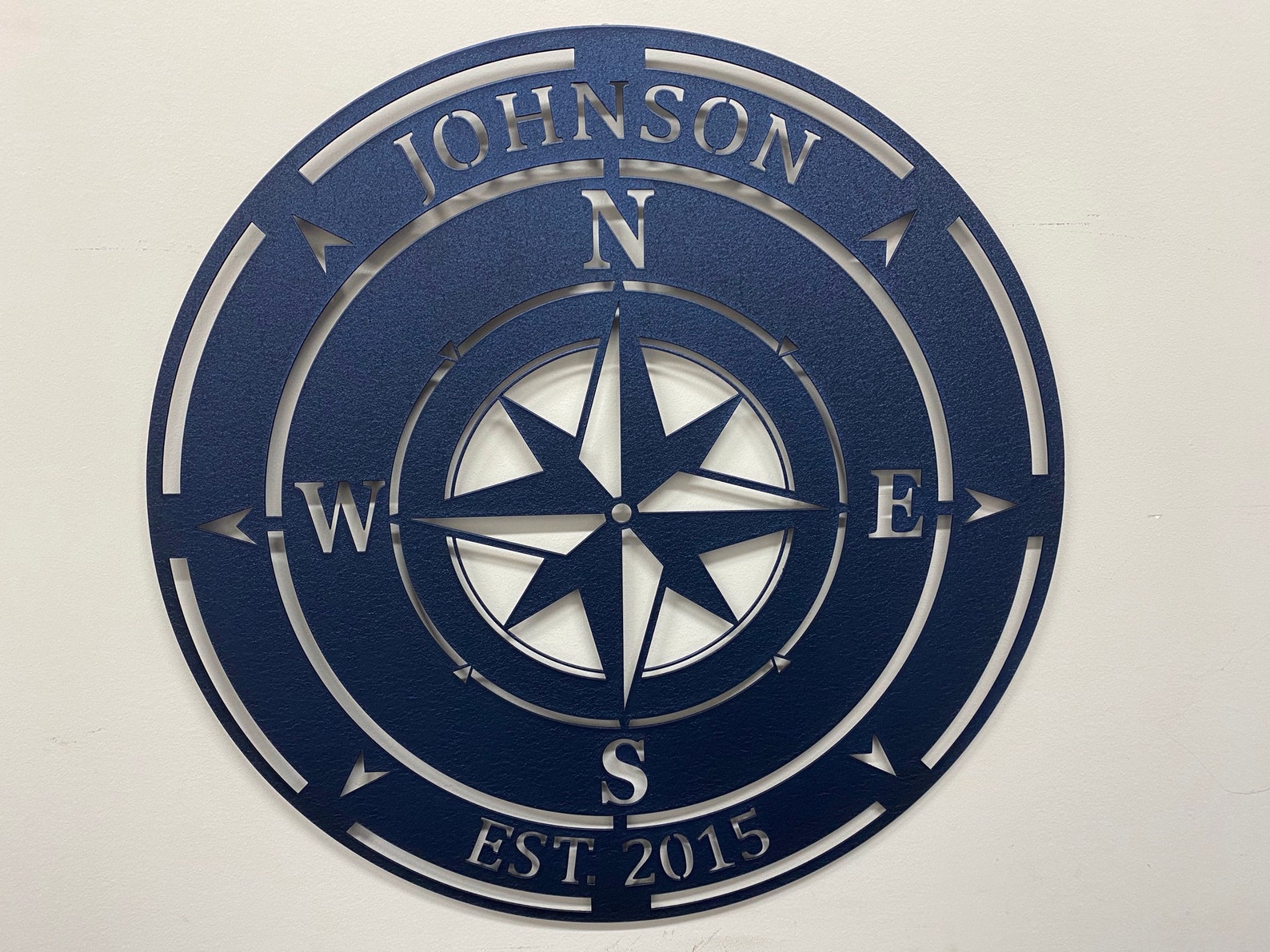 Personalized Metal Compass Wall Art: Custom Family Sign - Etsy