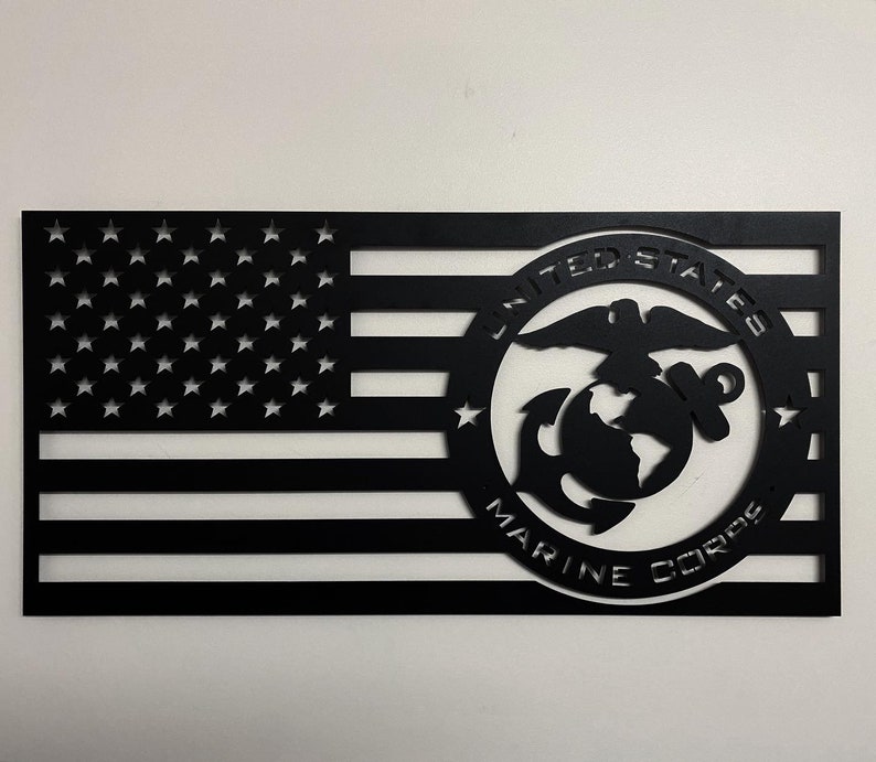USMC American Flag Metal Wall Art: Patriotic Indoor/outdoor Sign - Etsy