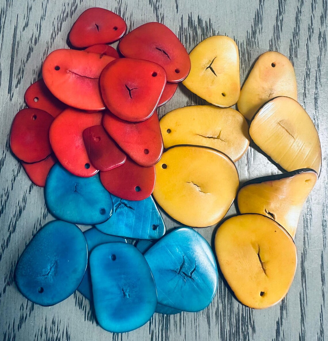 Tagua Nut Seed Beads Slice Shape Tagua Nut Bead With Cracks Yellow Red ...