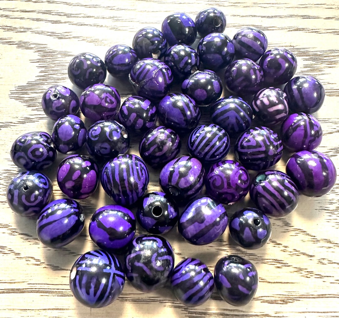 20 Purple and Black Pattern Bombona Balls - Seeds From Colombia ...