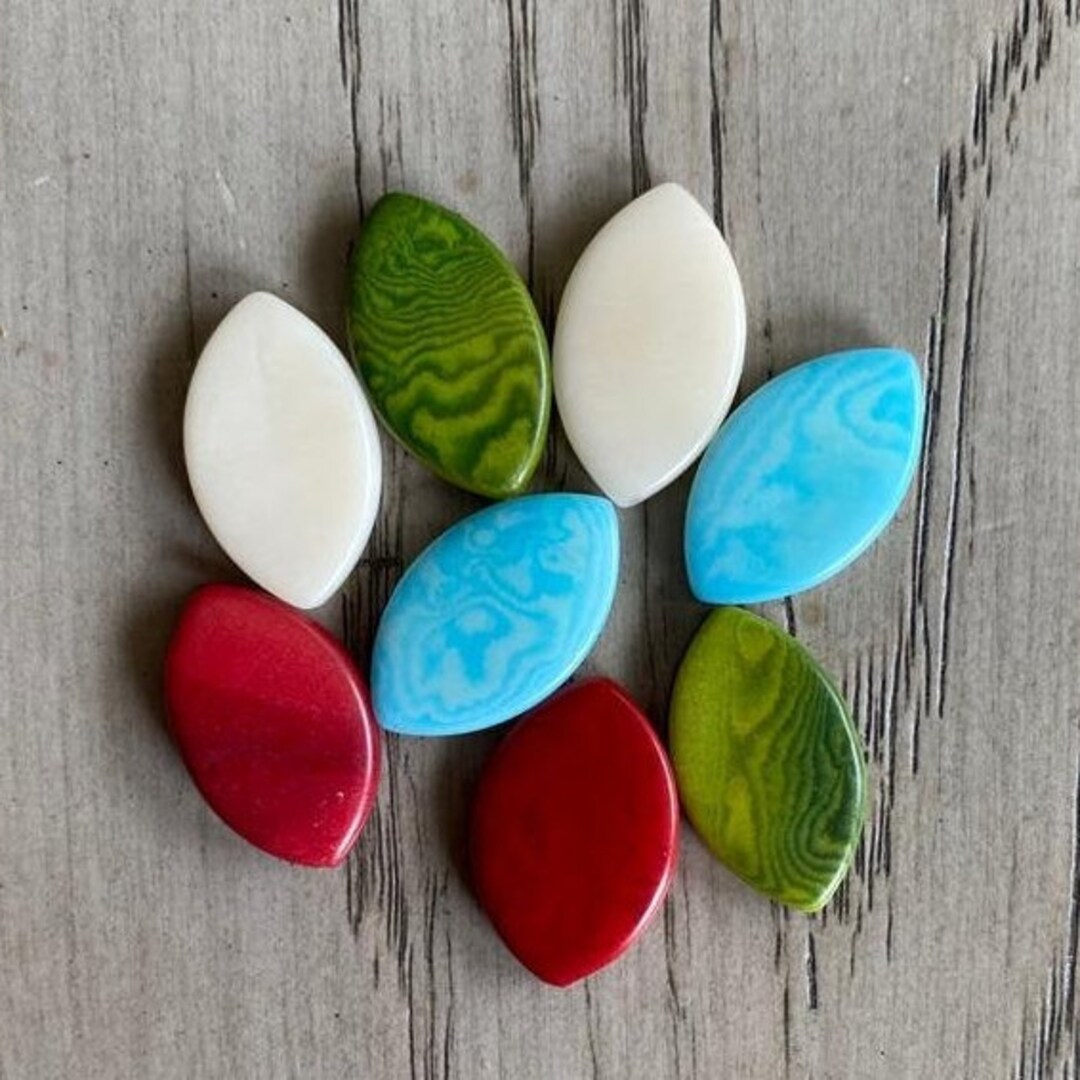 Tagua Seed Beads. 20 Beads Leaf Shape in 4 Colors Undrilled. Vegetable ...