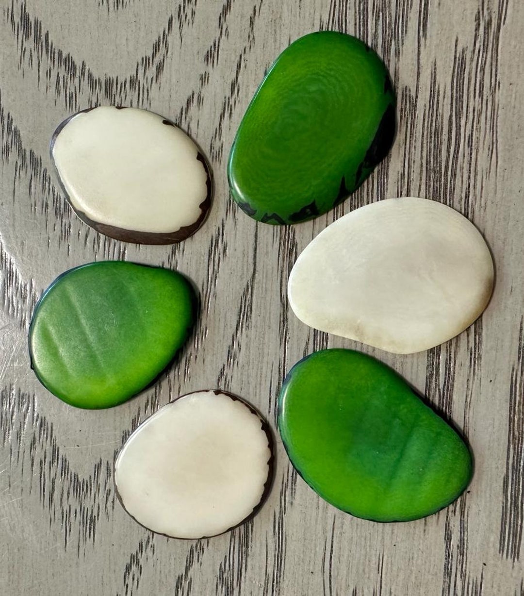 Tagua Beads. 20 Chips. Natural Eco-friendly Tagua Slices. 10 White and ...