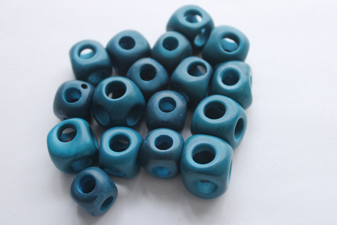 19 Tagua Cubes Beads in Blue Colors. Vegetable Ivory From Colombian ...