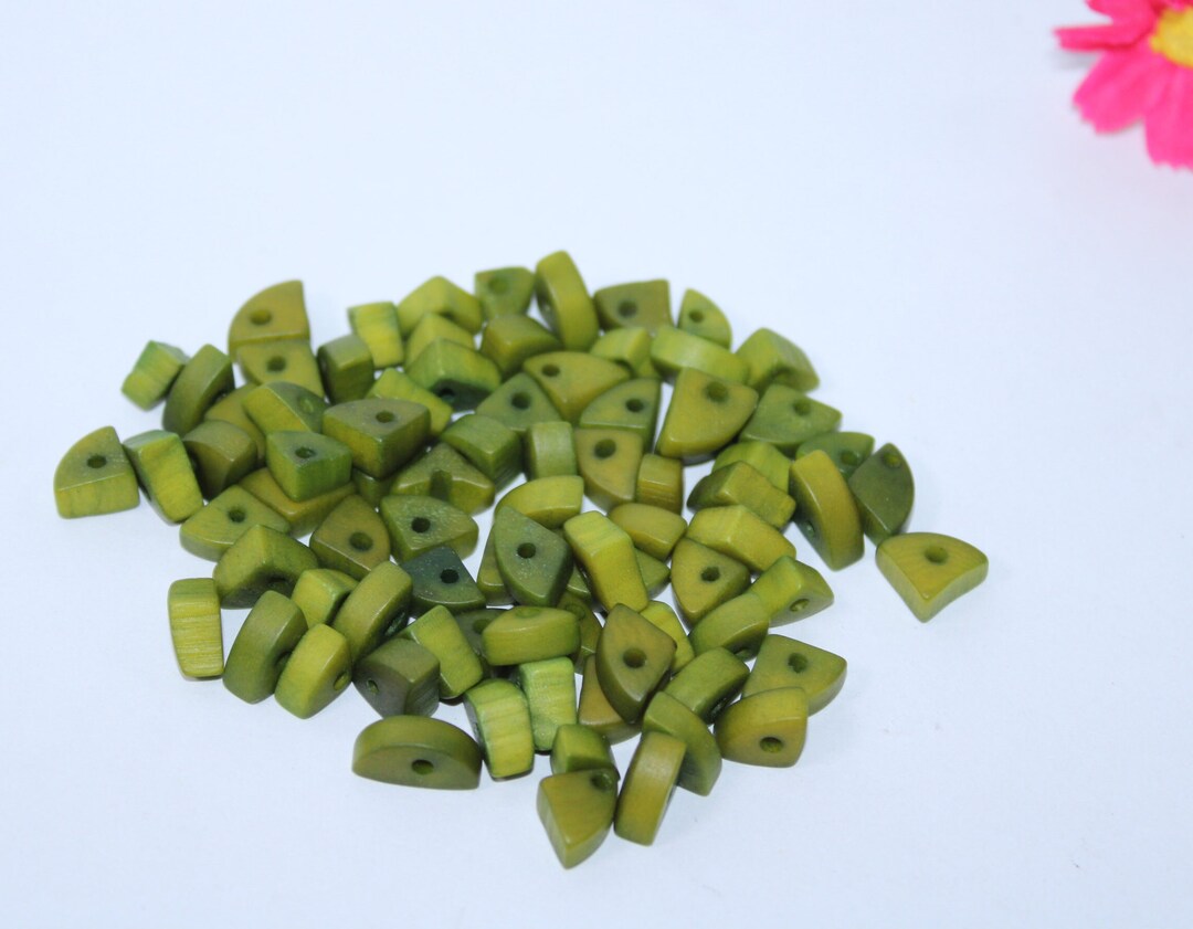 Tagua Beads in Pieces. Dark Green Color 100 Triangle Shaped Beads ...