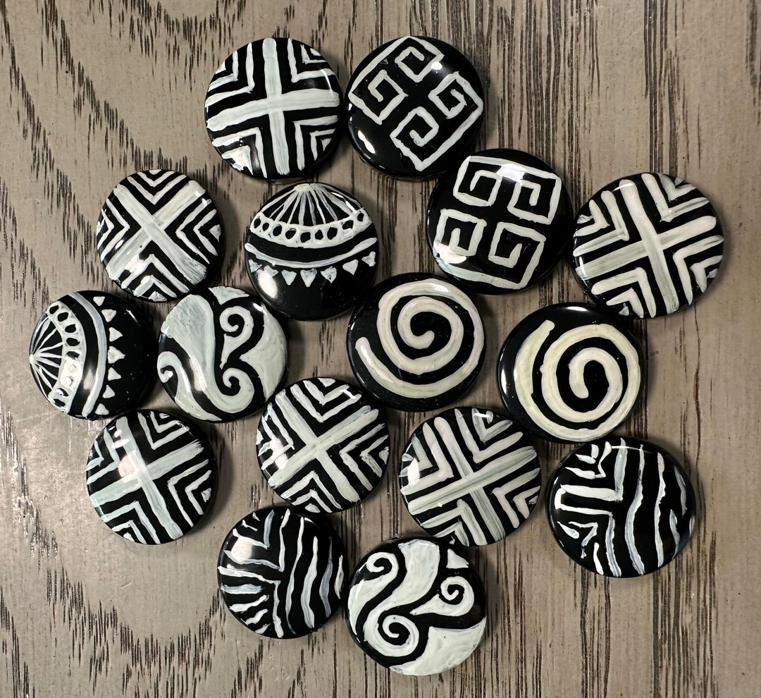 Tagua Bead Round Coin Shape With Pattern in 3 Colors Handpainted | 2 Cm. Approx. Sustainable ...