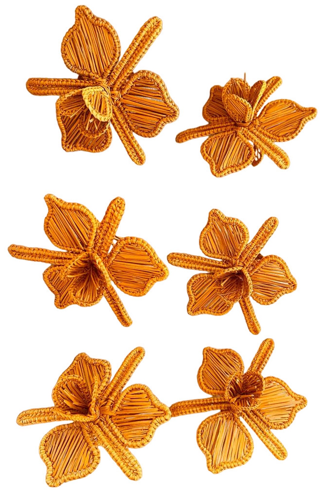 Rattan Iraca Palm Napkin Holders in Mustard Color Rustic Set of 4, 6, 8 ...