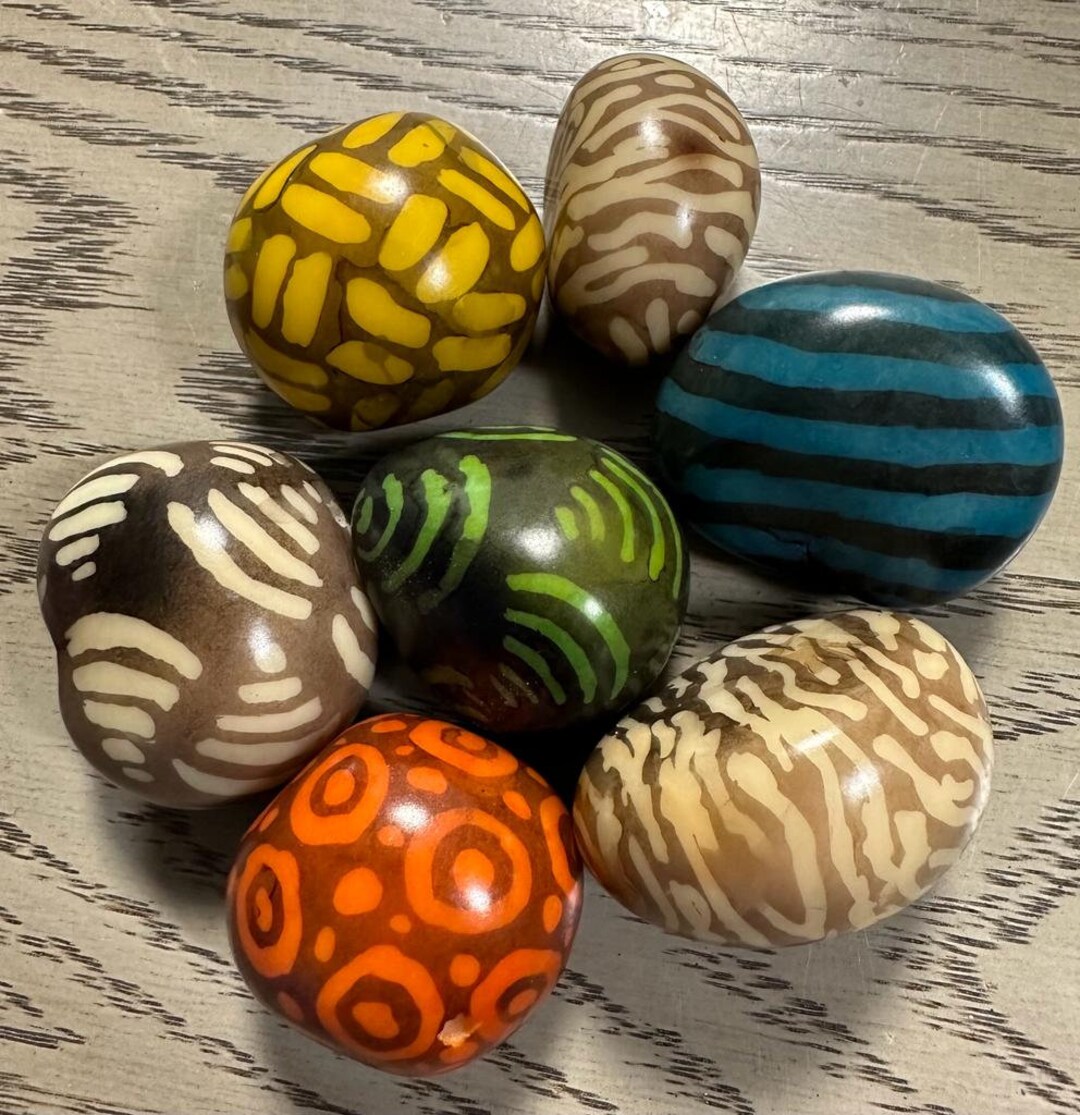 Tagua Nut With Pattern in Assorted Colors. 6 Balls Nuts. - Etsy