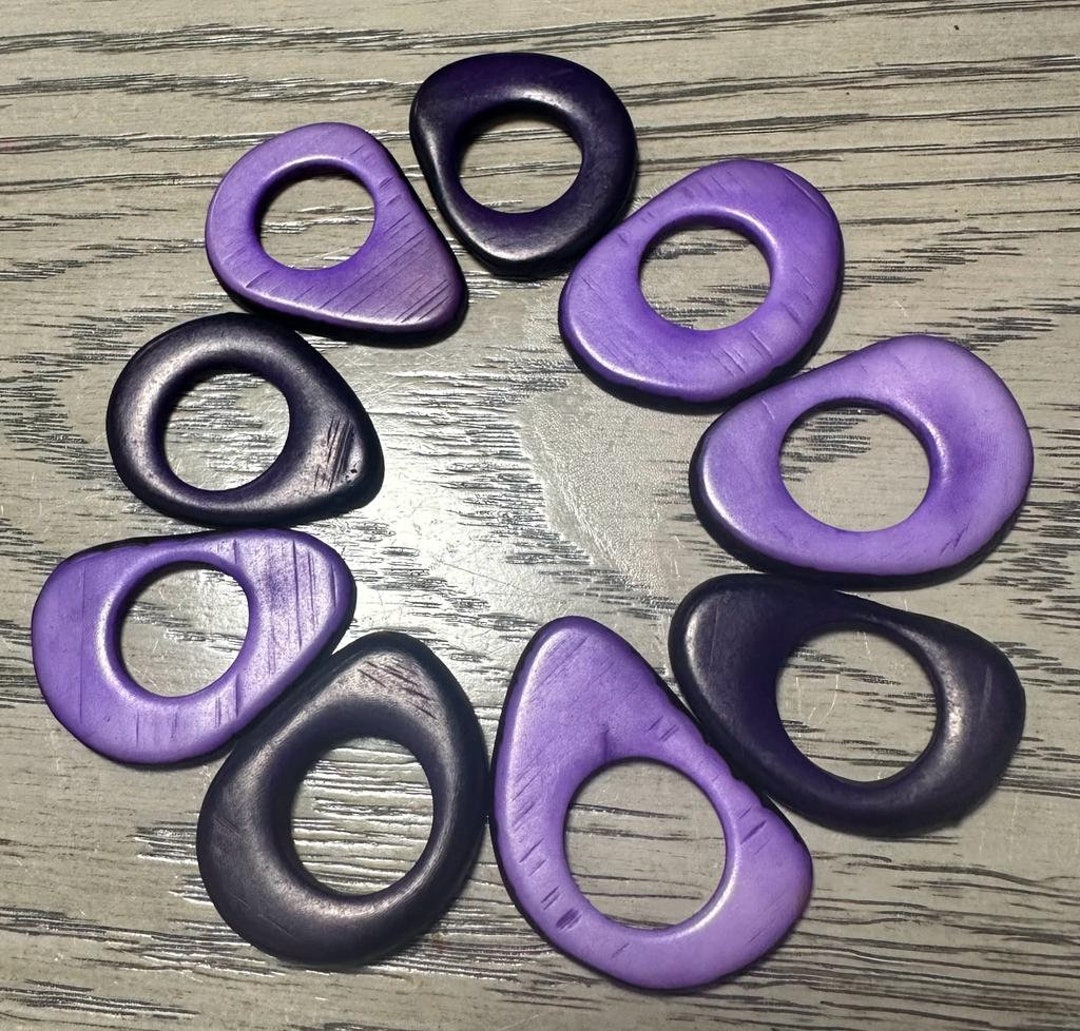 Tagua Beads. Mix of Purple and Lilac. Tagua Hoop, Donut, Ring, Disc. 20 ...