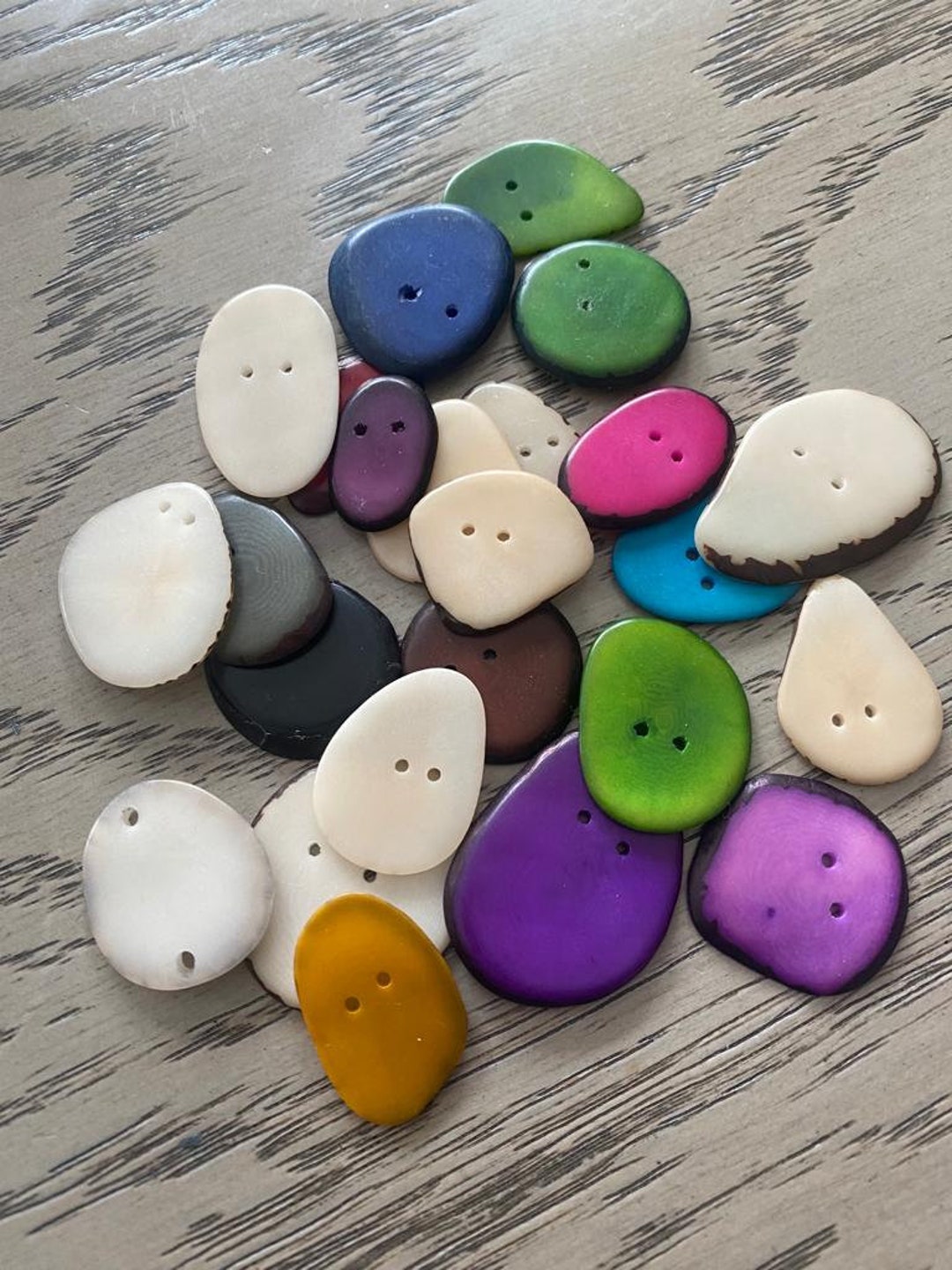 Multicolor Organic Natural Tagua Buttons. 30 Pieces Made - Etsy