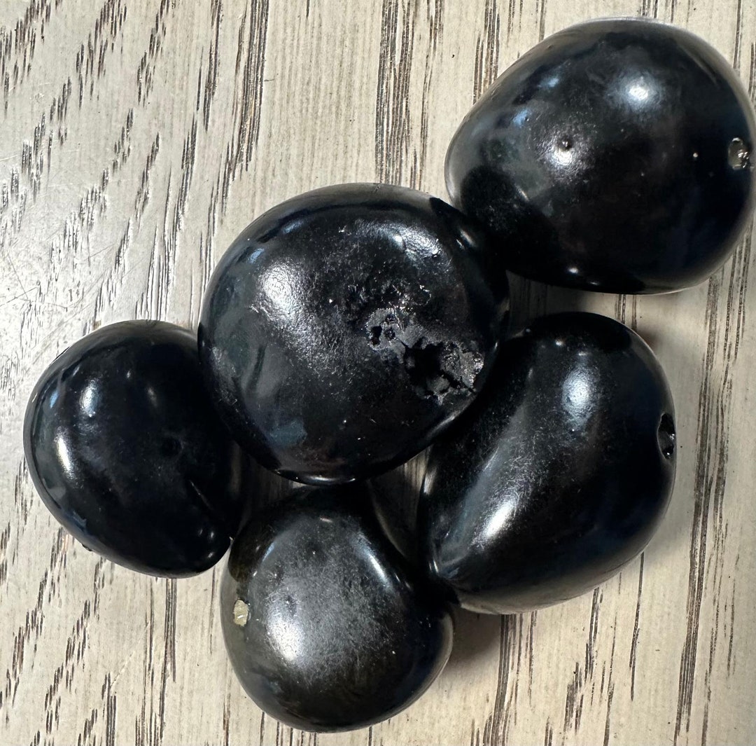 Tagua Nut Seed Bead | 5 Tagua Nuts in Black With a Coat of Resin | Top ...