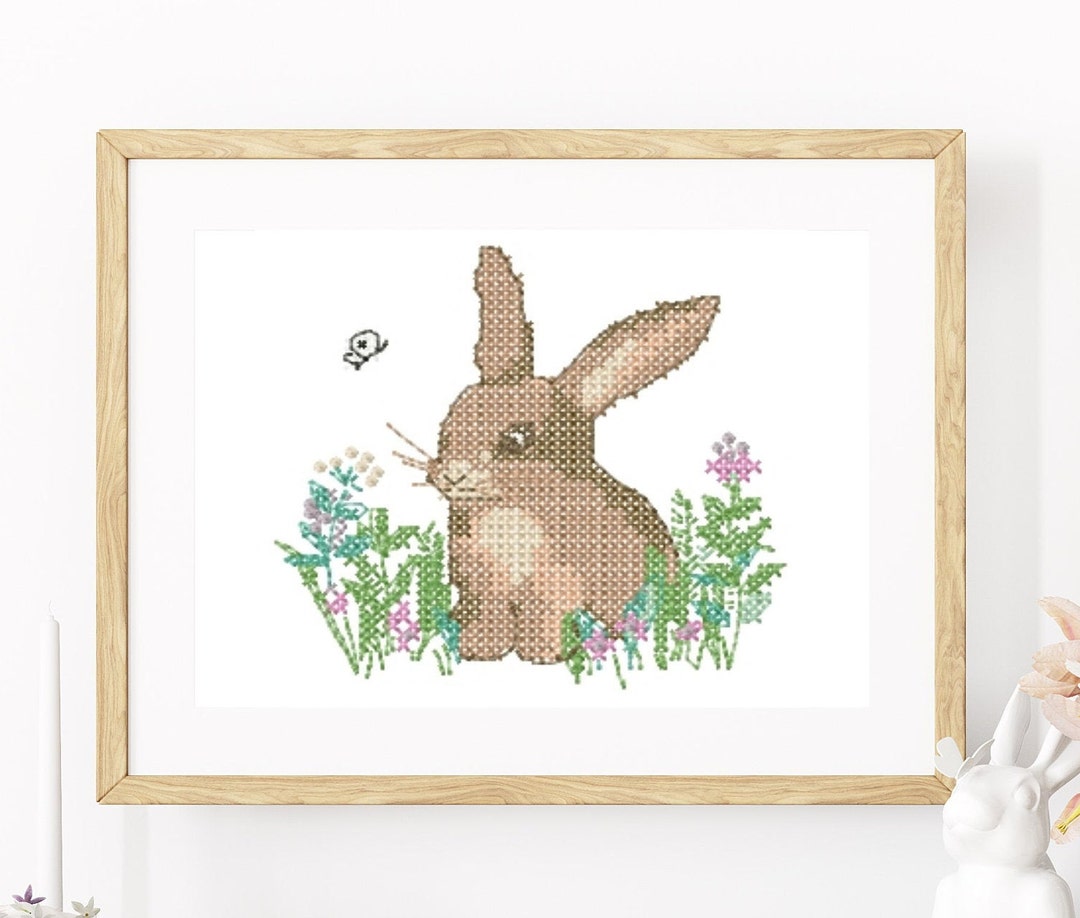 Spring Rabbit. Cross Stitch Rabbit. Machine Embroidery and PDF Pattern ...