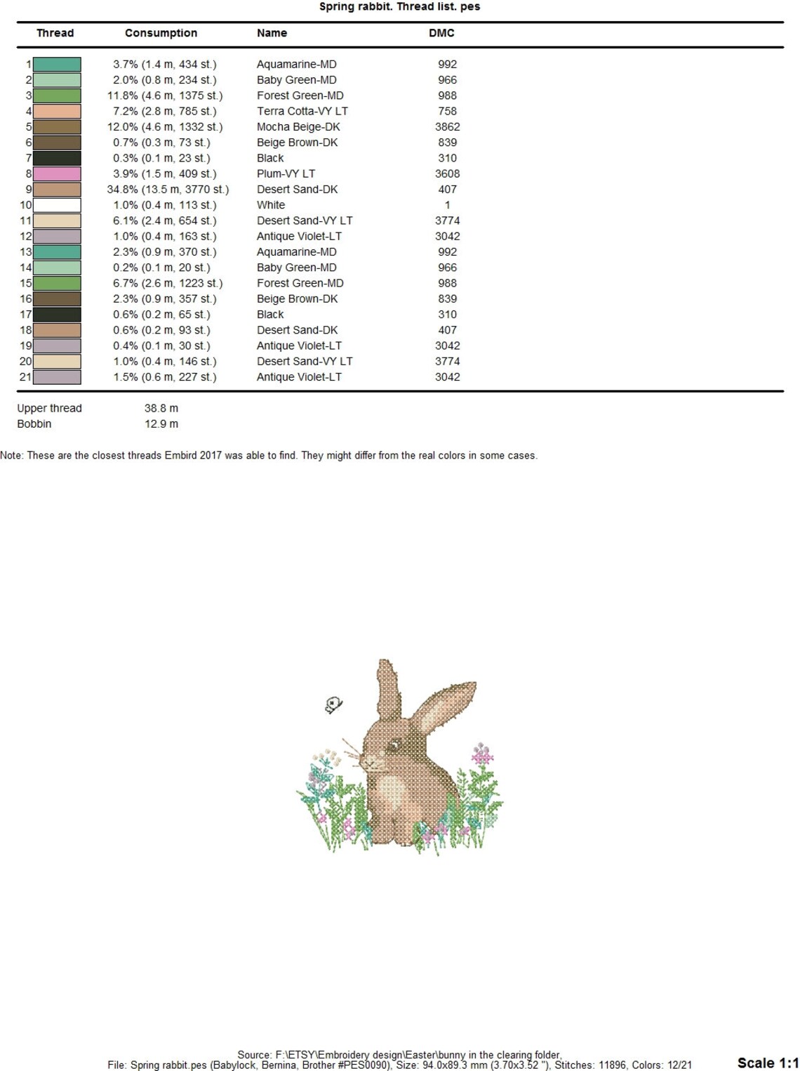 Spring Rabbit. Cross Stitch Rabbit. Machine Embroidery and PDF | Etsy