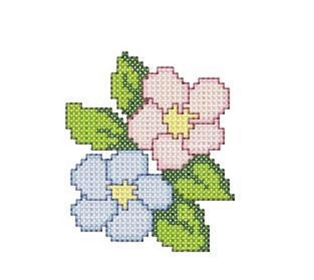 Two Flowers Cross Stitch. Machine Embroidery and PDF Pattern - Etsy ...