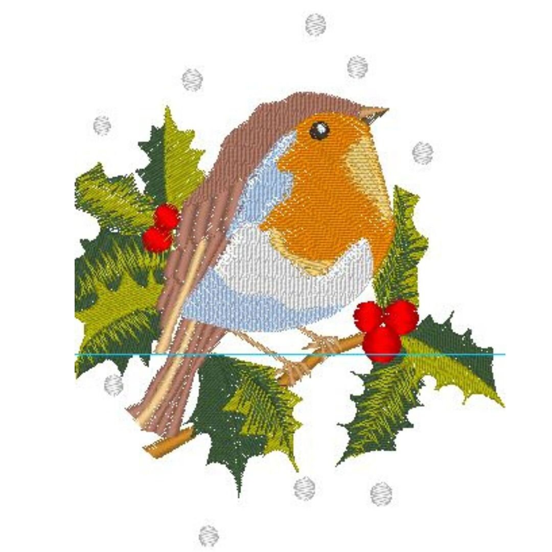 Christmas Robin. Machine Embroidery Design. - Etsy UK